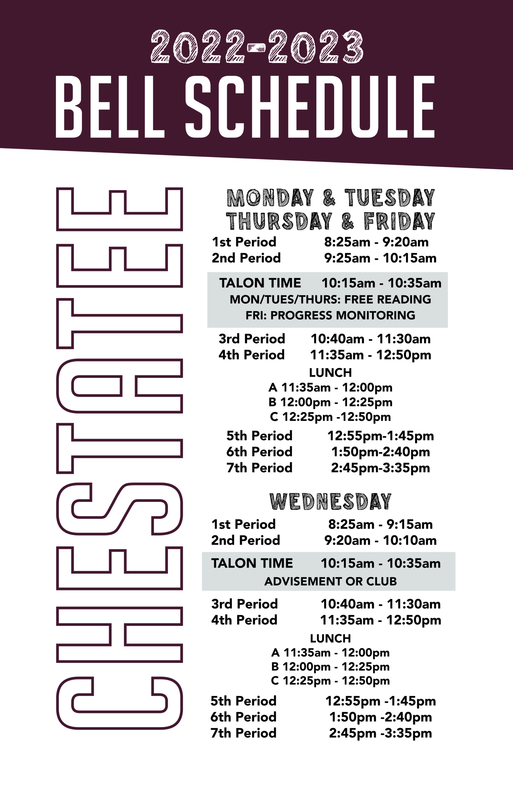Bell Schedules – Chestatee High School